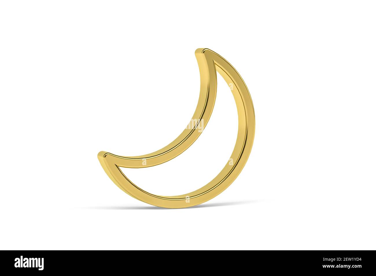Golden 3d moon icon isolated on white background - 3D render Stock ...