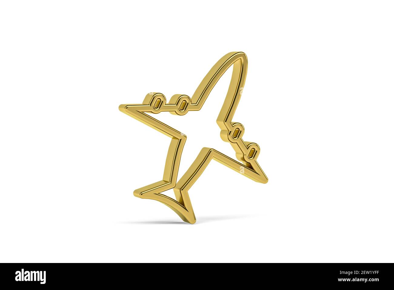 Golden 3d airplane icon icon isolated on white background - 3D render ...