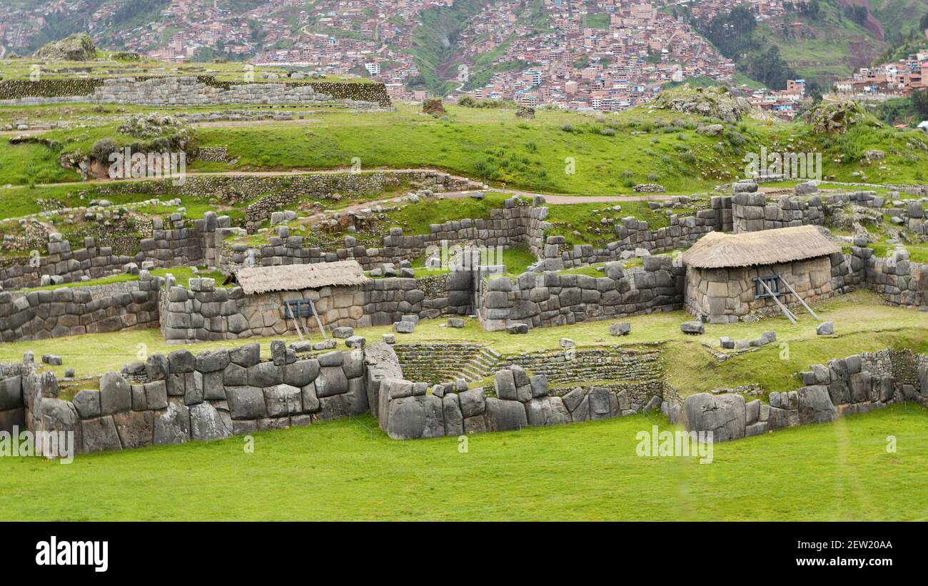 Sacsayhuaman archeological complex with megalithic stones and 2 stone ...