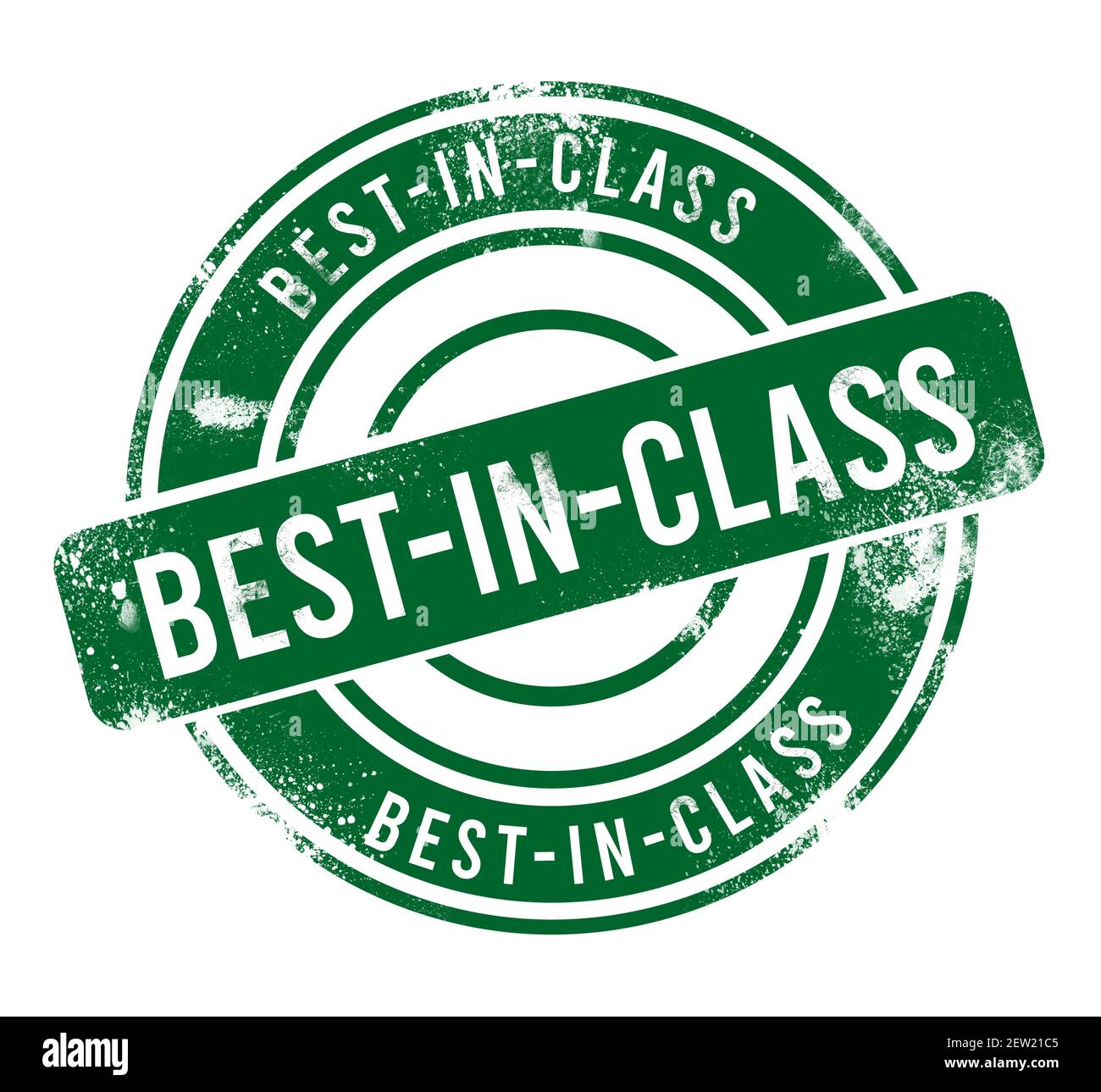 Best-in-class - green round grunge button, stamp Stock Photo - Alamy