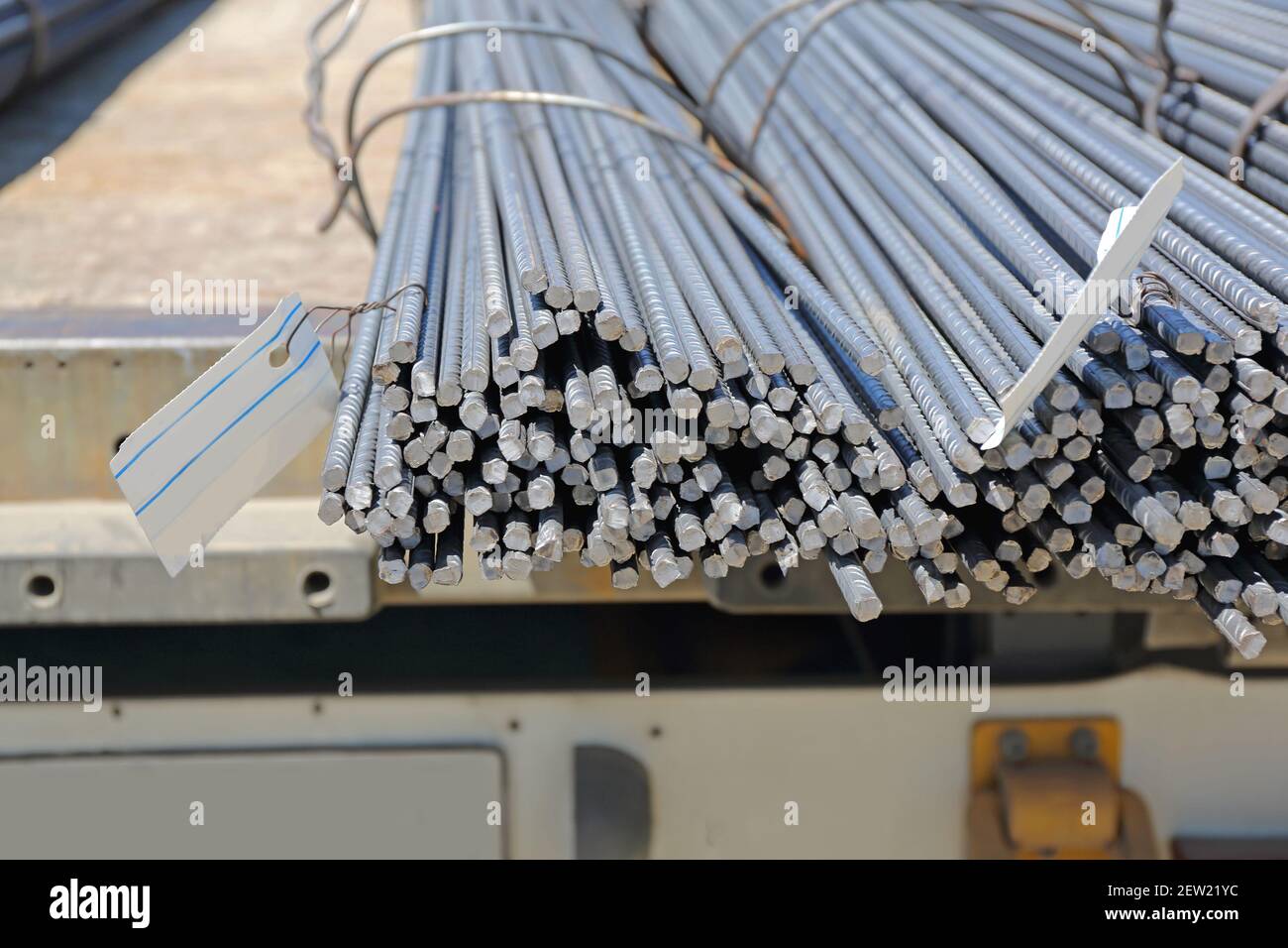 Rebar Rods at Flatbed Truck Trailer Freight Transport Stock Photo - Alamy
