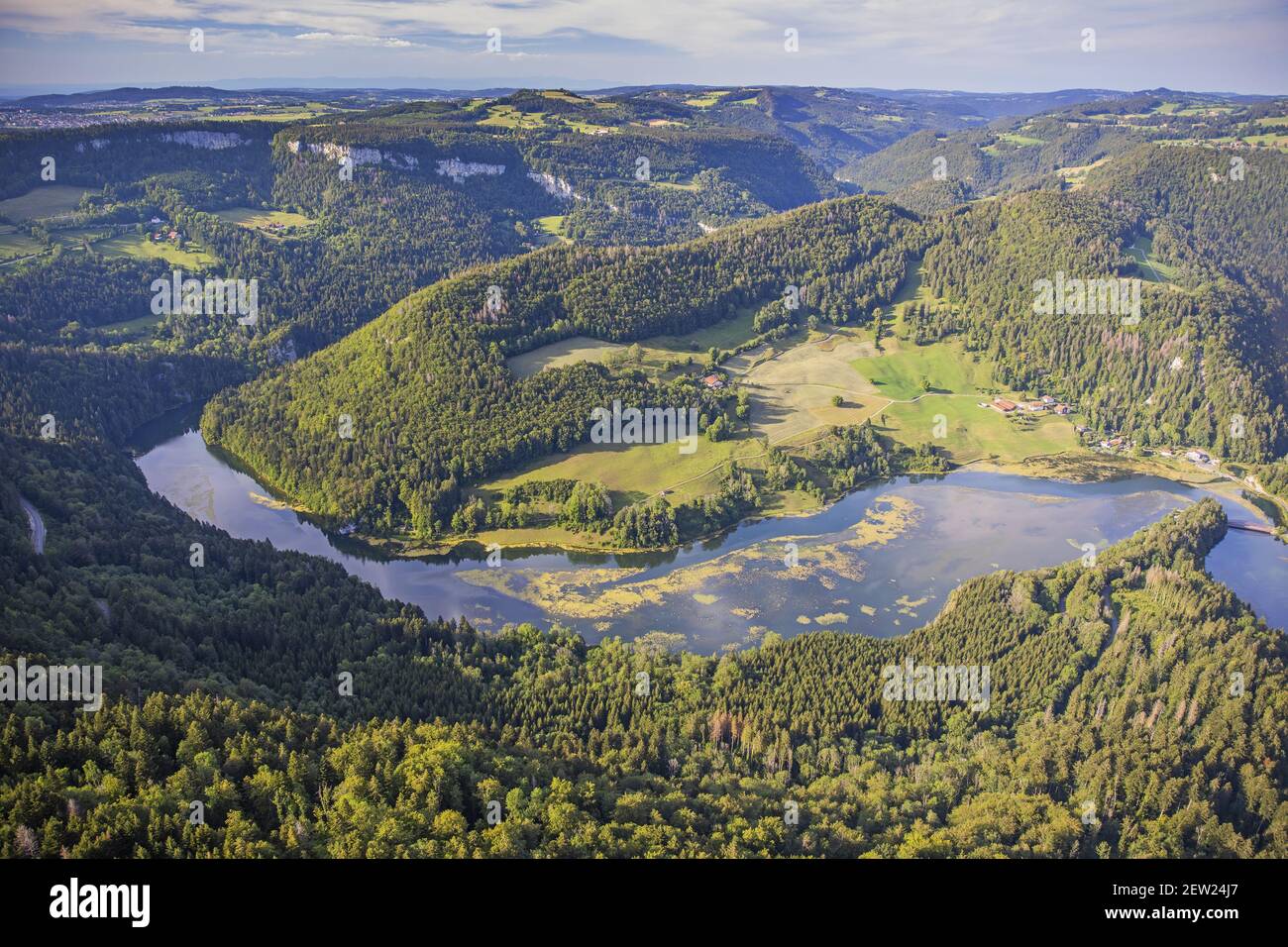 France, Doubs (25), Doubs River, Biaufond Lake (aerial view Stock Photo ...