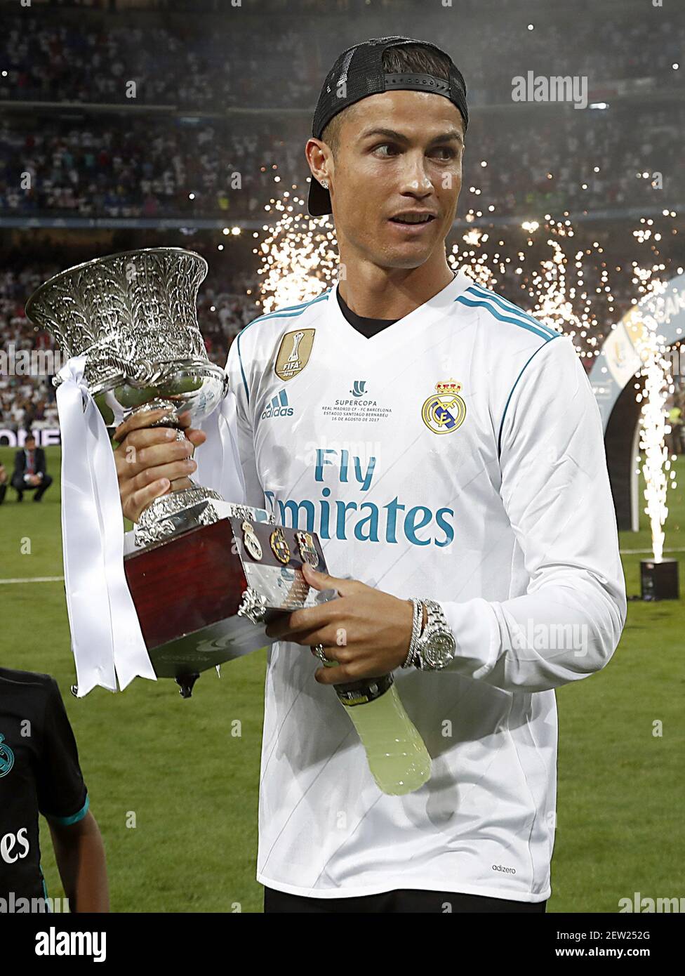 Real Madrid's Cristiano Ronaldo celebrates the victory in the Supercup ...