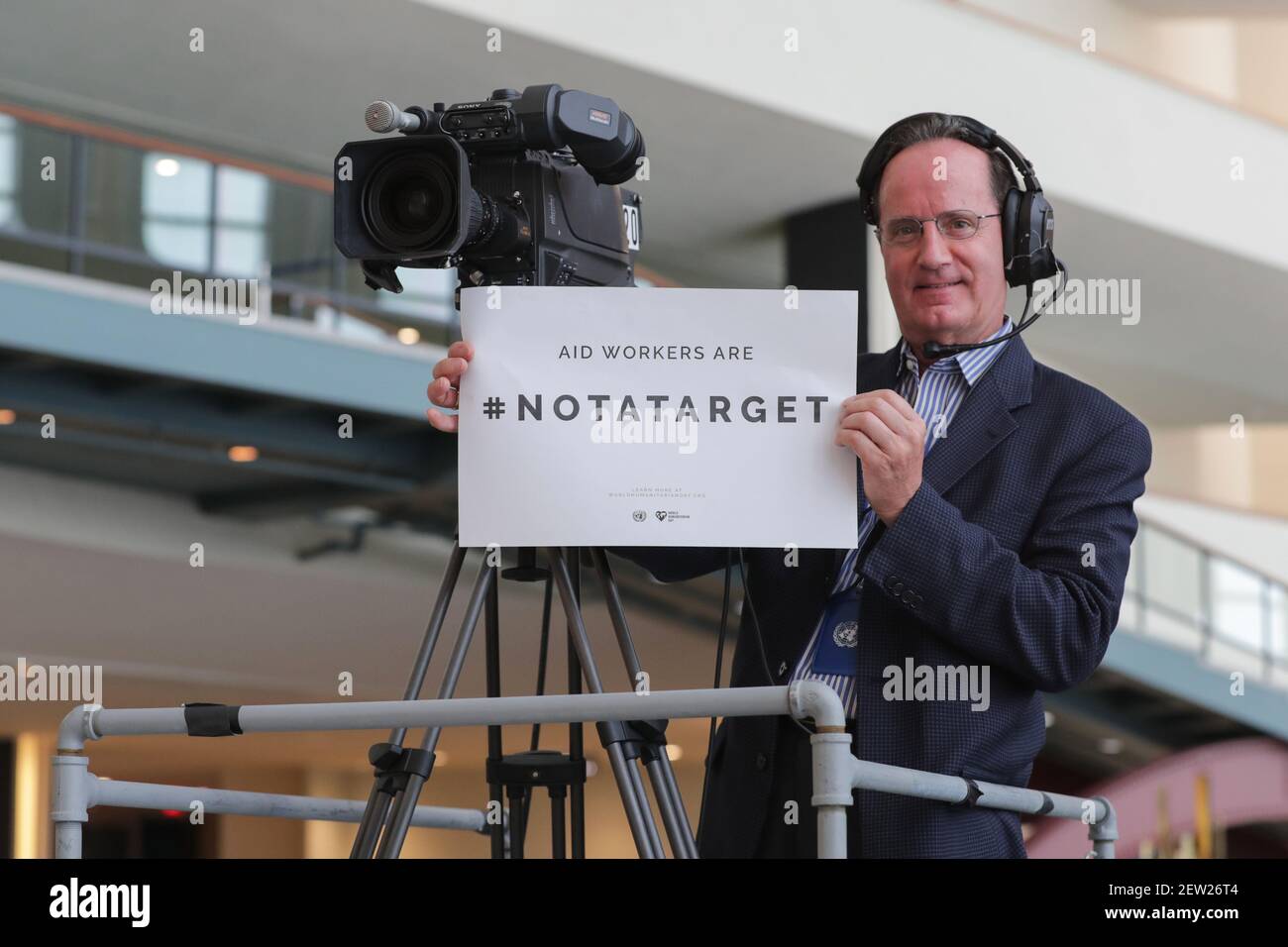 United Nations, New York, USA, August 18 2017 - UN TV Cameraman During ...