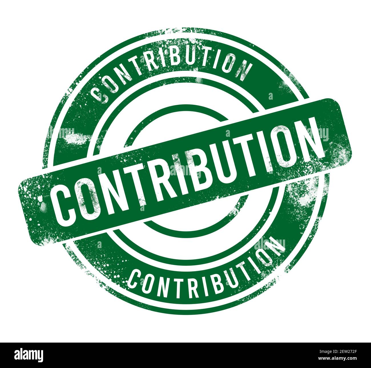 Contribution - green round grunge button, stamp Stock Photo - Alamy