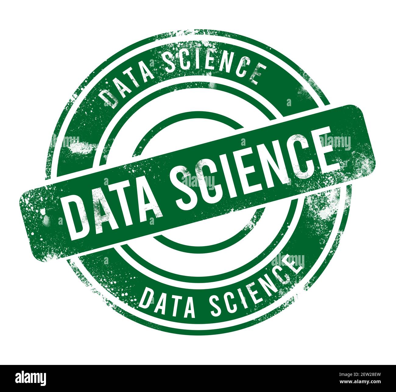 Data science - green round grunge button, stamp Stock Photo - Alamy