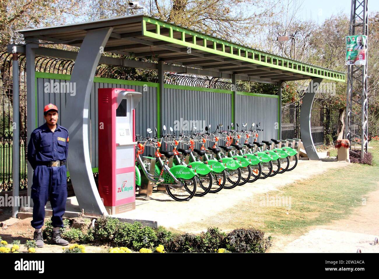 View of bicycles of Bus Rapid Transit (BRT) ZU Bicycle Sharing System ...