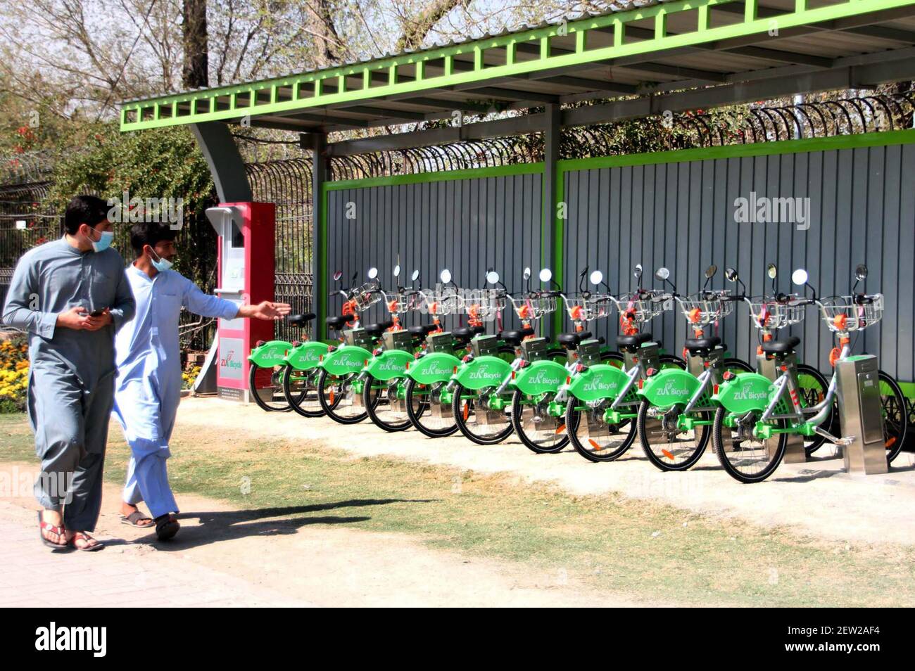 View of bicycles of Bus Rapid Transit (BRT) ZU Bicycle Sharing System ...