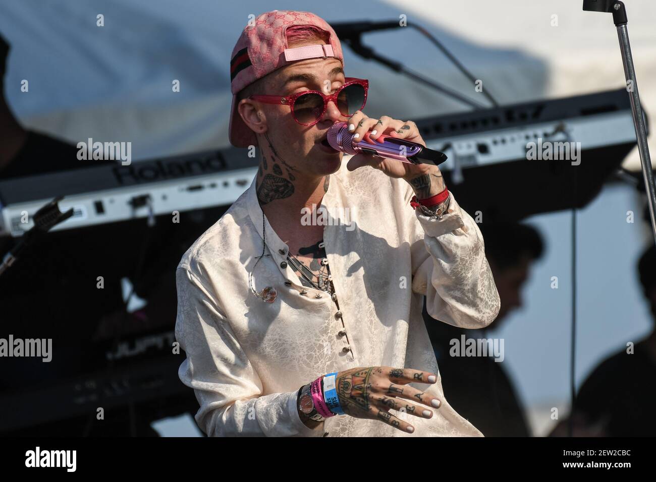 Blackbear performs on stage at the Billboard Hot 100 Music Festival in ...