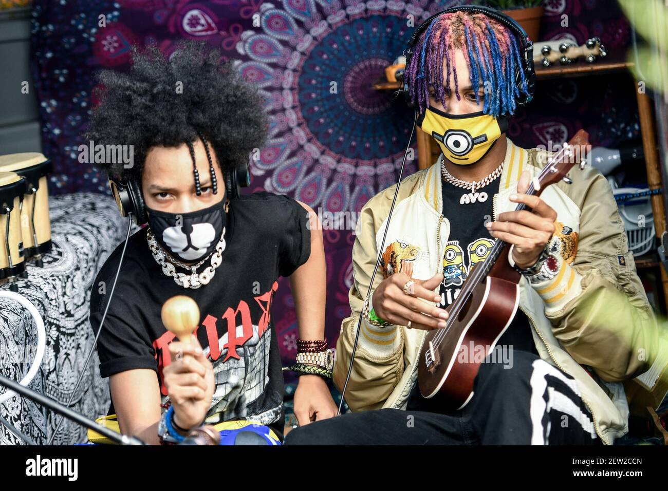 Ayo & Teo backstage at the Billboard Hot 100 Music Festival in Jones ...
