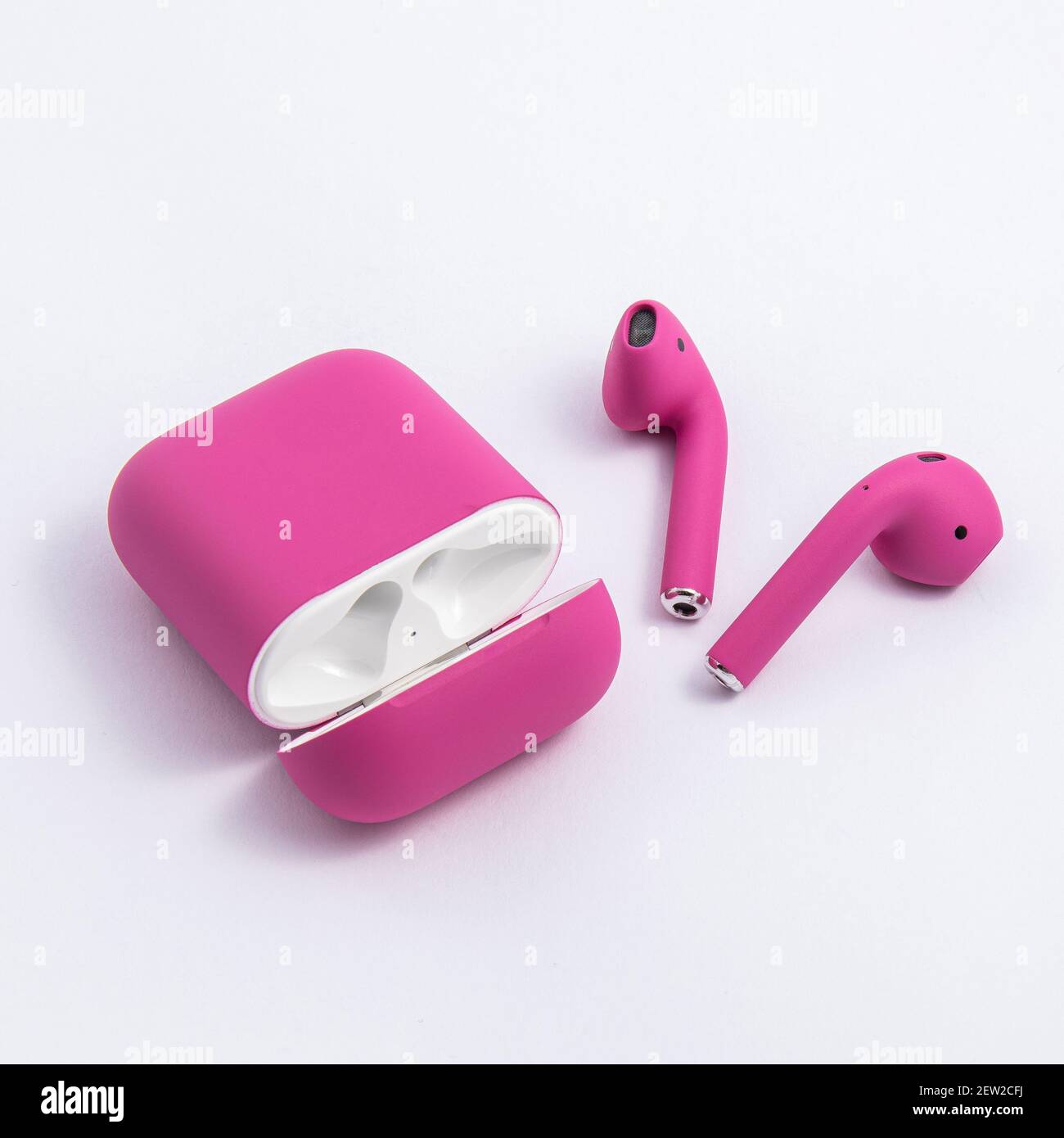Colored wireless headphones on a white background Stock Photo - Alamy