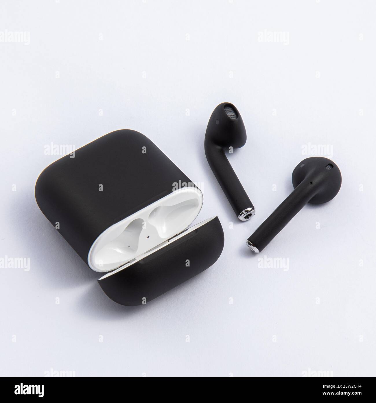 Colored wireless headphones on a white background Stock Photo - Alamy