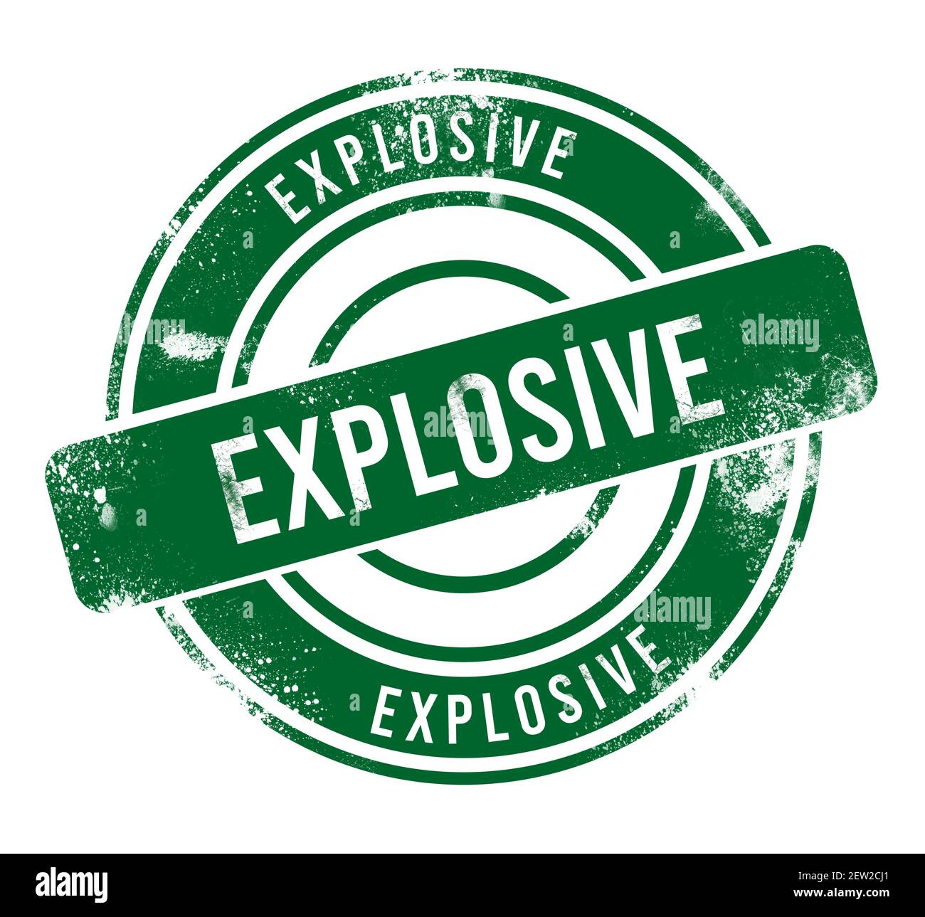 Explosive - green round grunge button, stamp Stock Photo - Alamy