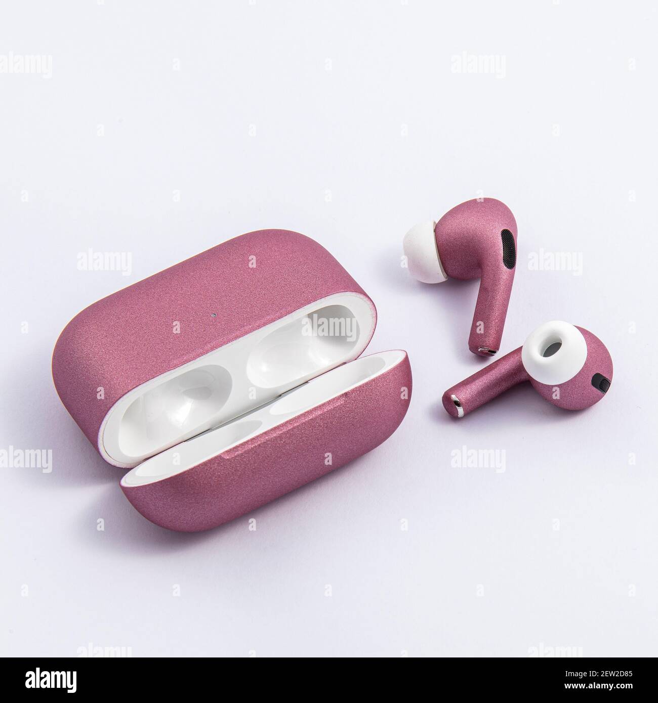 Colored wireless headphones on a white background Stock Photo - Alamy