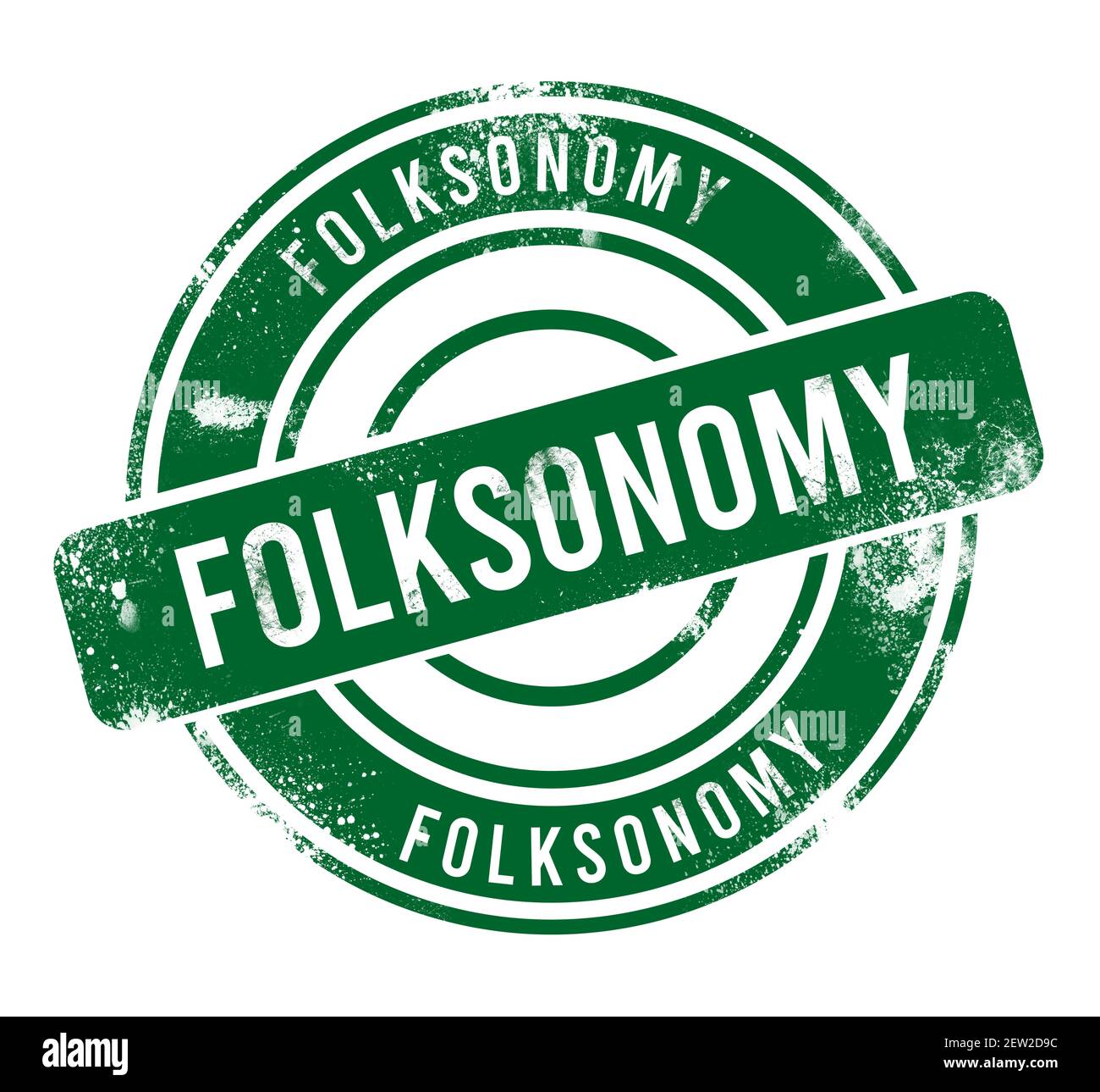 Folksonomy - green round grunge button, stamp Stock Photo - Alamy