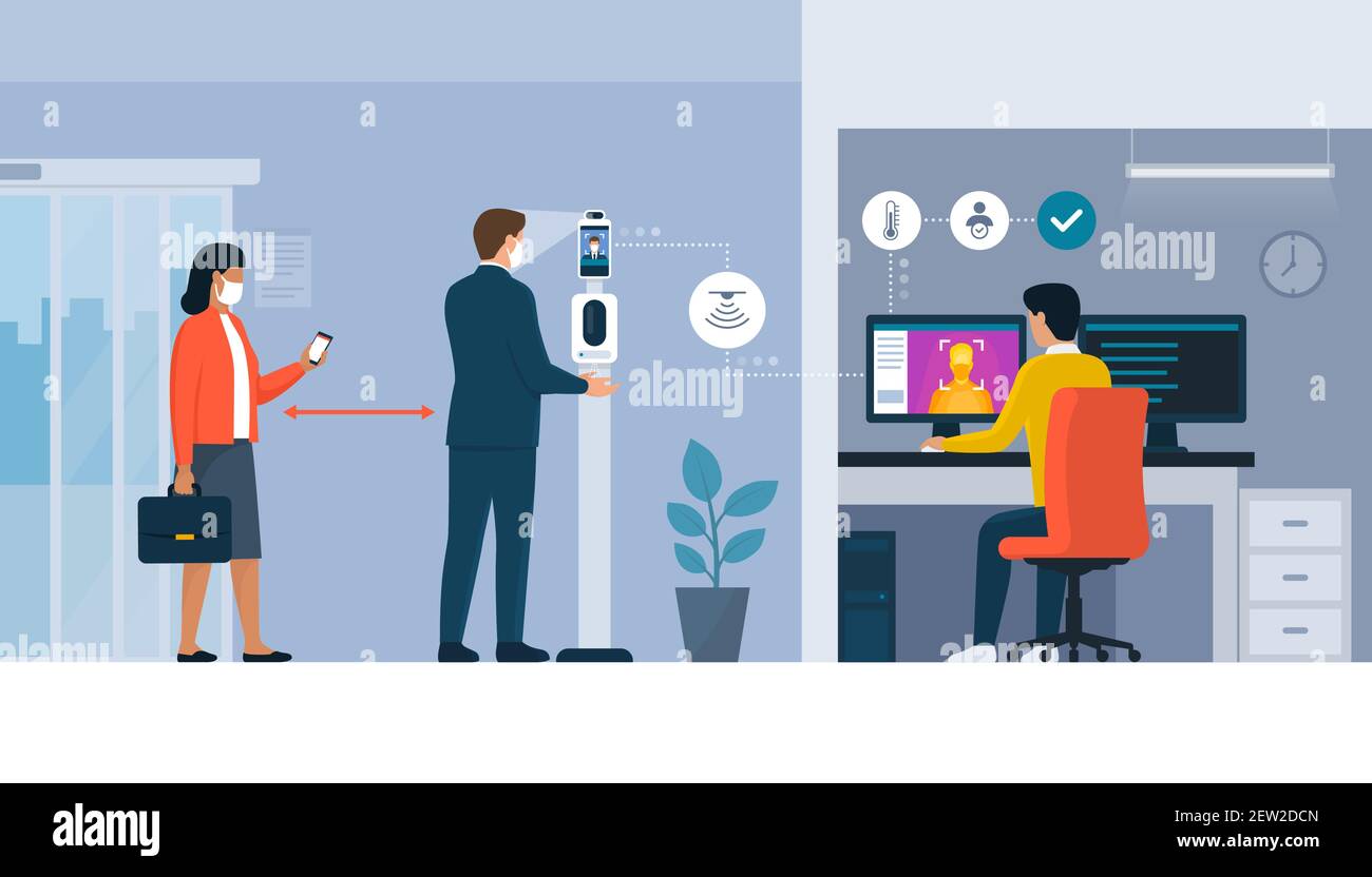 Temperature screening kiosk and facial recognition at the corporate ...