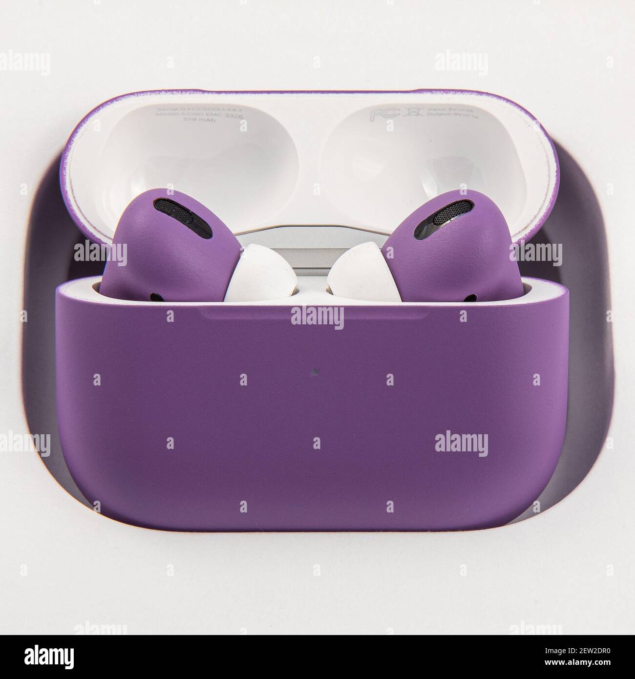 Colored wireless headphones on a white background Stock Photo - Alamy