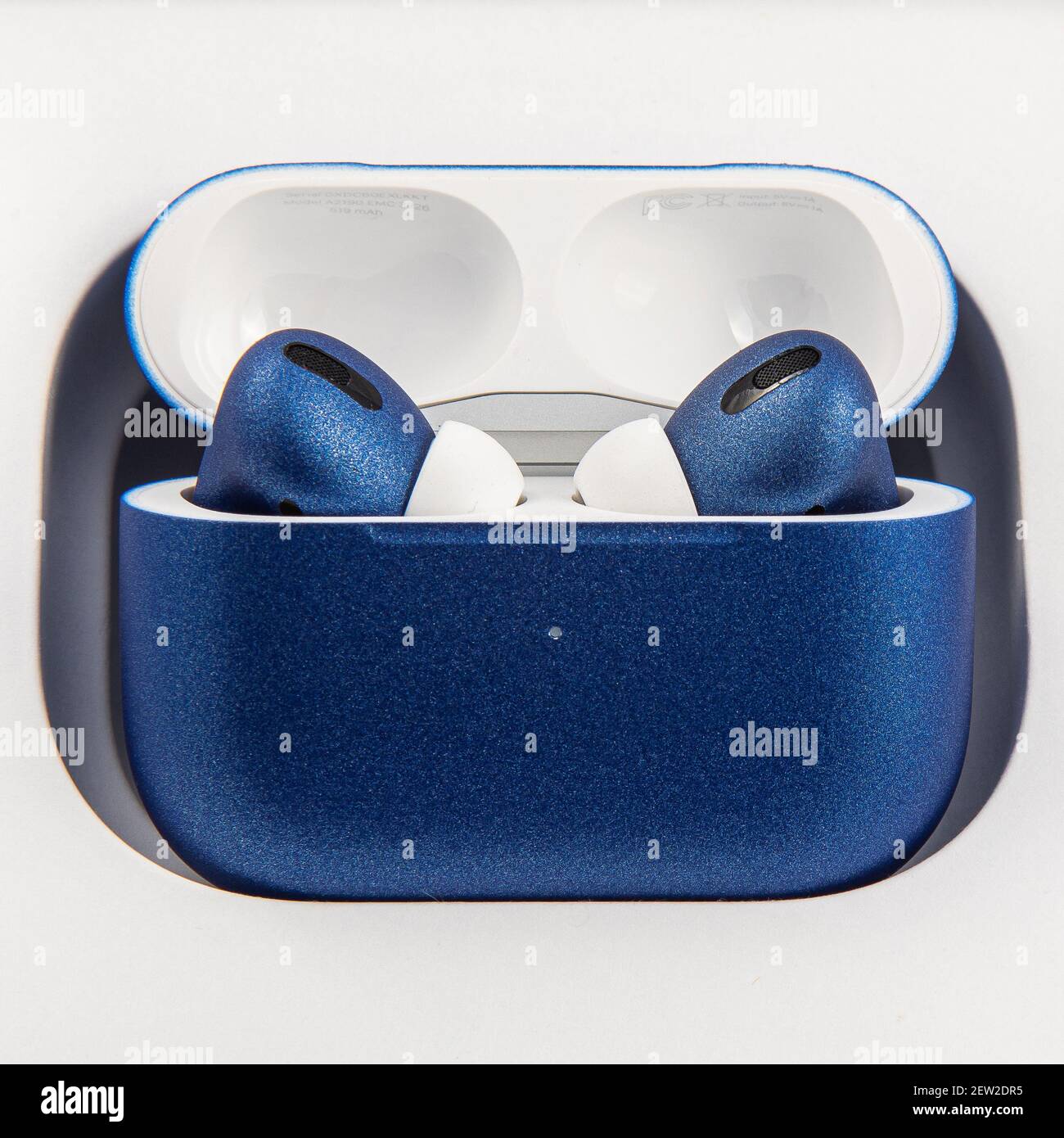 Colored wireless headphones on a white background Stock Photo - Alamy