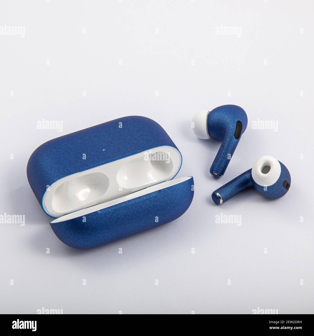 Colored wireless headphones on a white background Stock Photo - Alamy
