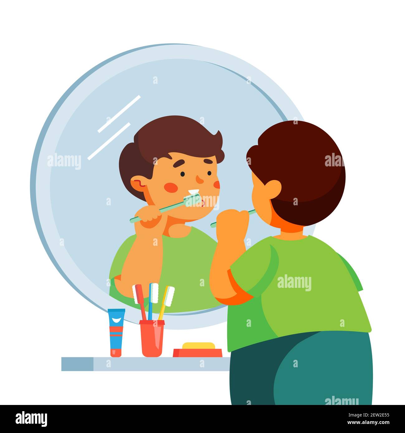 Cartoon Boy Brushing His Teeth Cartoon Boy Brushing Teeth High Res