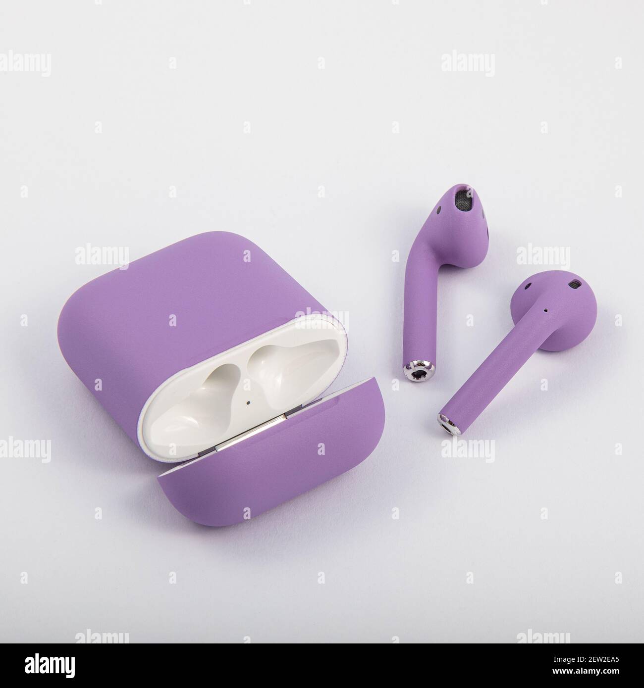 Colored wireless headphones on a white background Stock Photo - Alamy