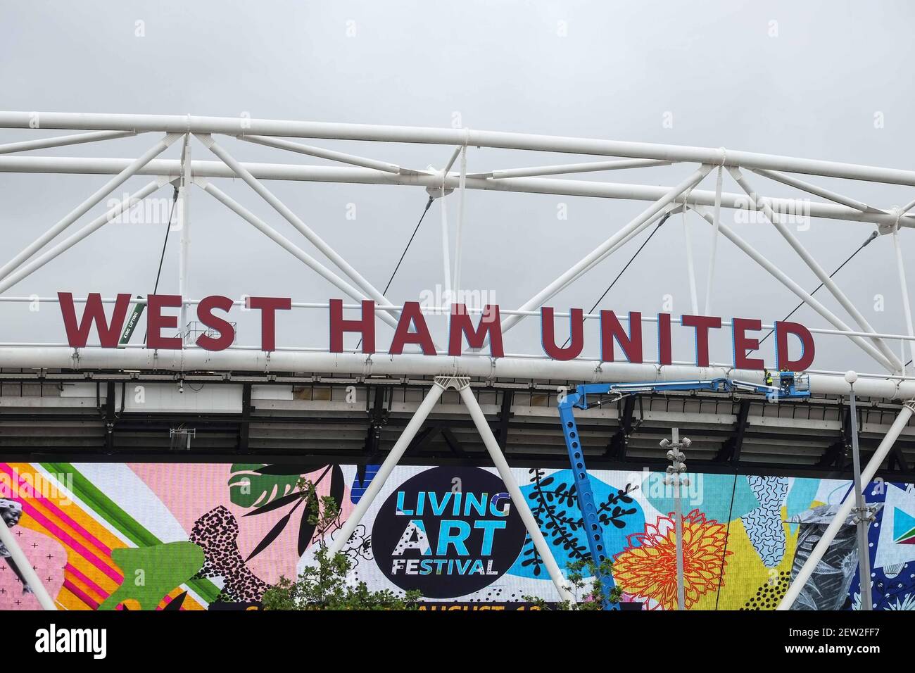 West Ham United Football Club's lettering is re installed on 23rd ...