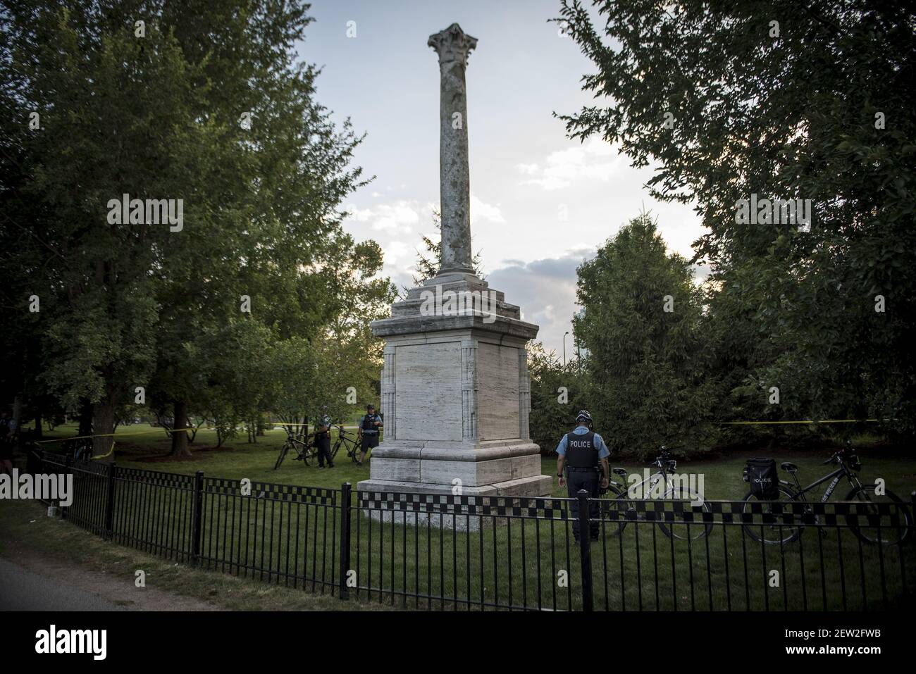Police guard the Balbo Monument, a gift from Italian dictator Benito ...