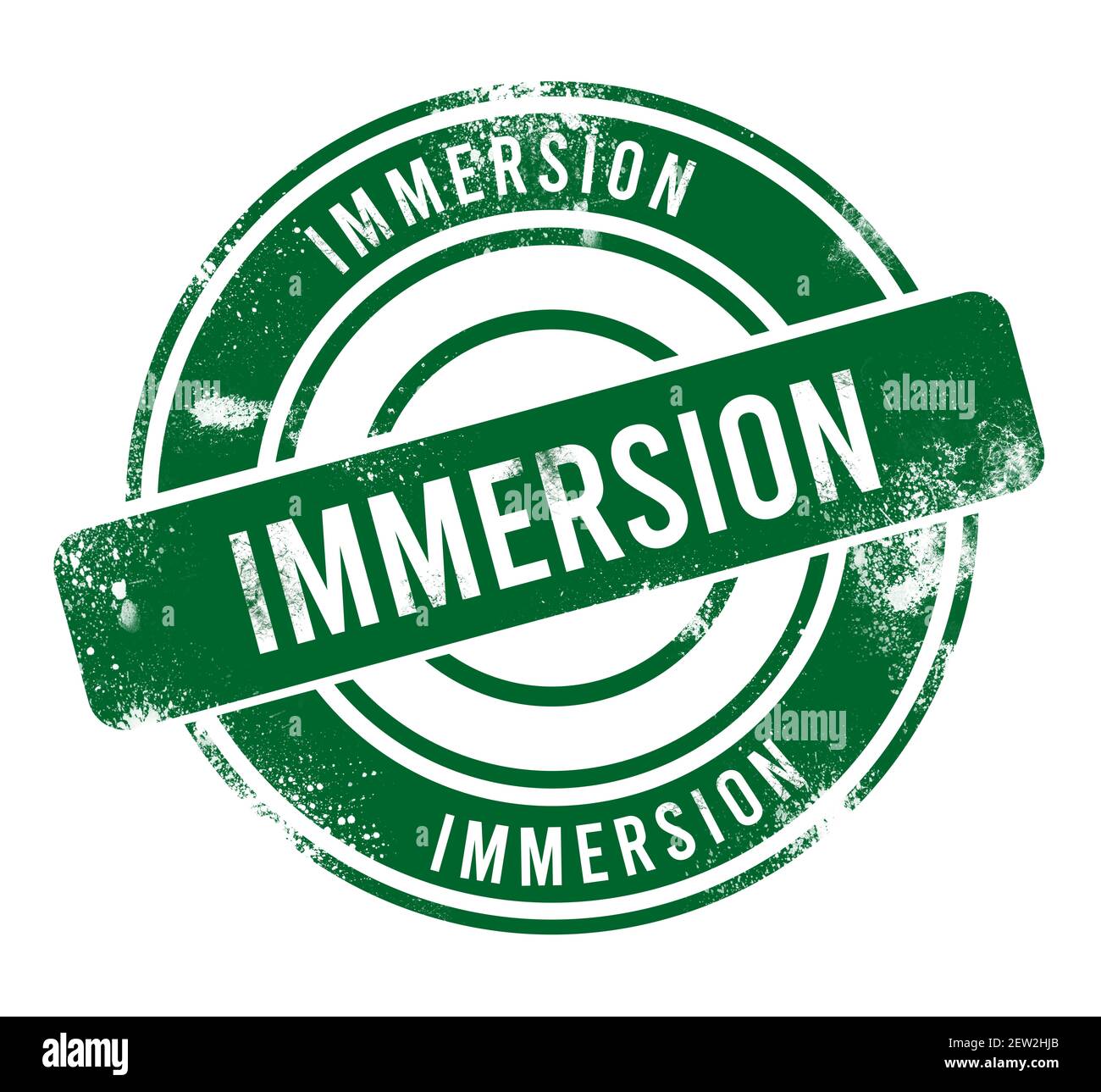 Immersion - green round grunge button, stamp Stock Photo - Alamy