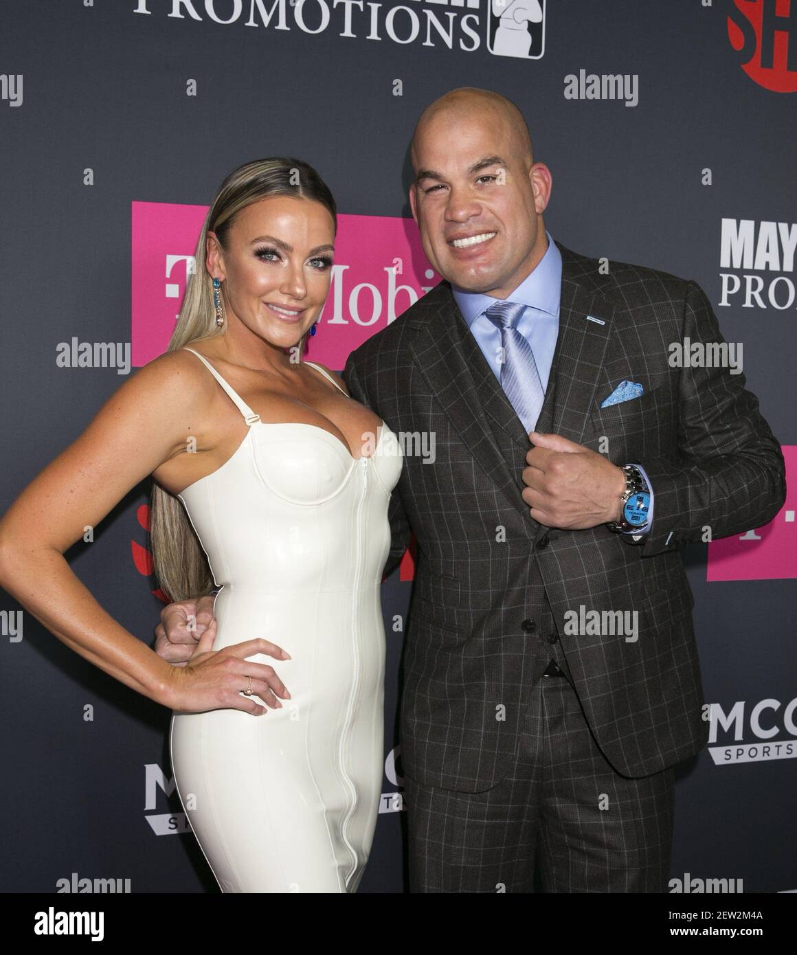 Amber Nichole Miller (L) and MMA fighter Tito Ortiz arrived on T-Mobile ...