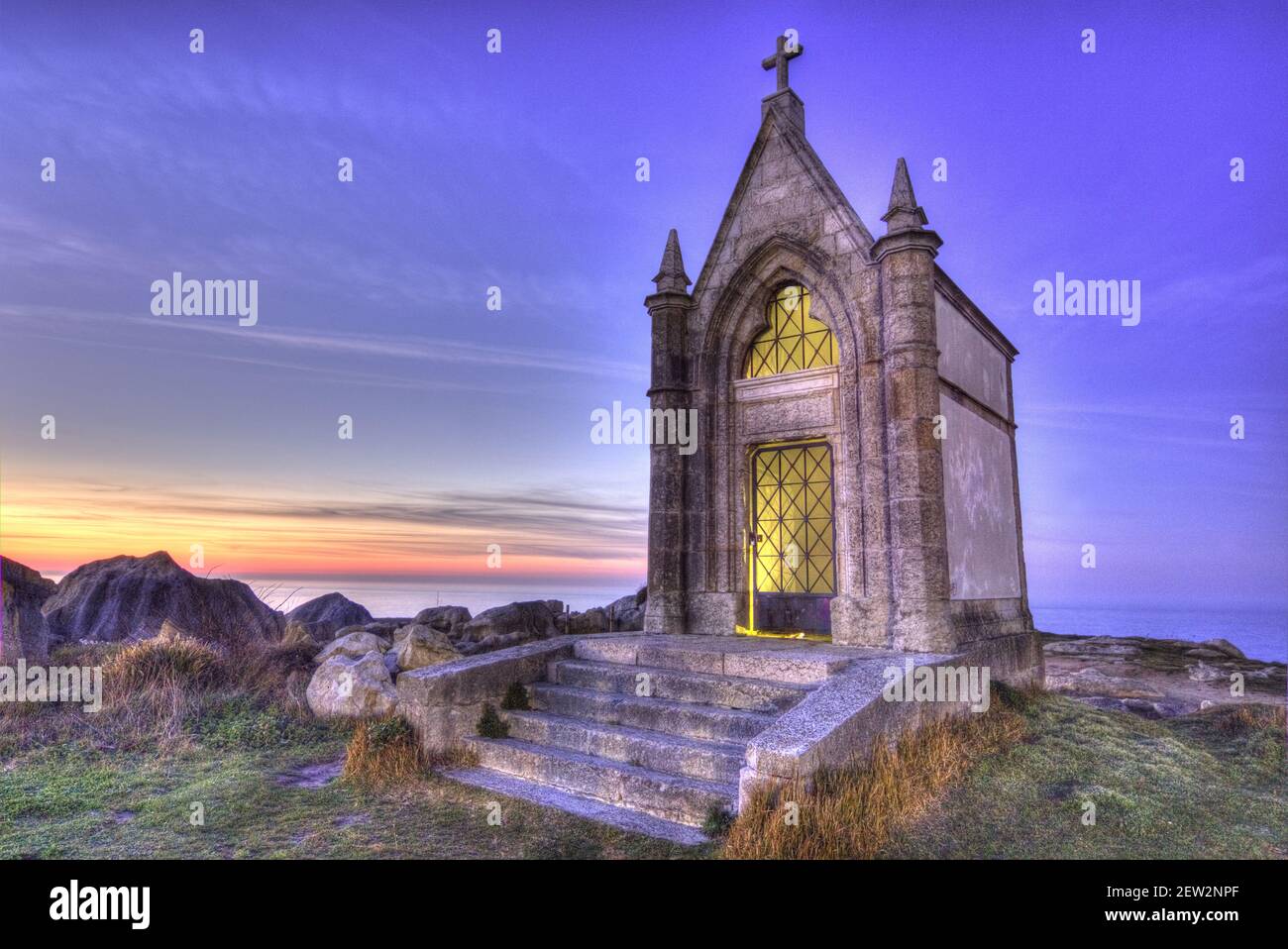 Long exposure hdr night photography with wide angle lens of a small ...
