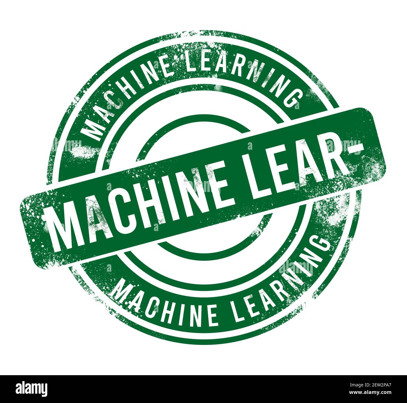 Machine Learning - green round grunge button, stamp Stock Photo - Alamy