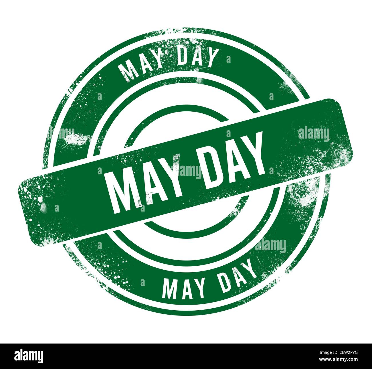 May Day - green round grunge button, stamp Stock Photo - Alamy