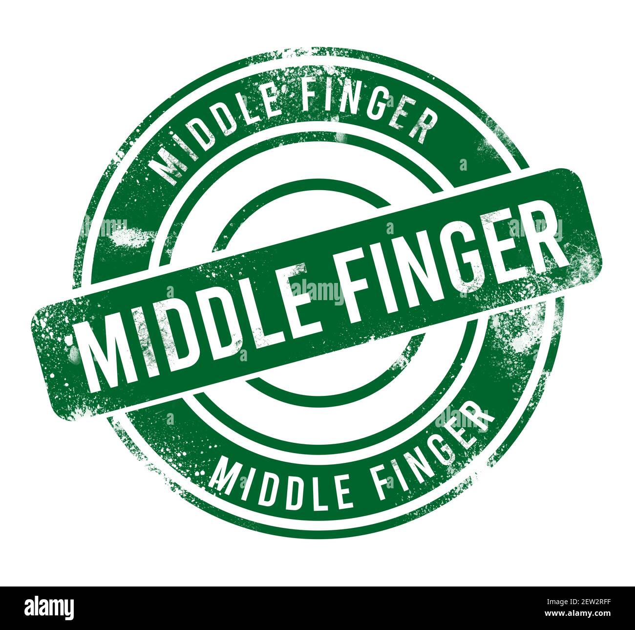 Middle finger - green round grunge button, stamp Stock Photo - Alamy