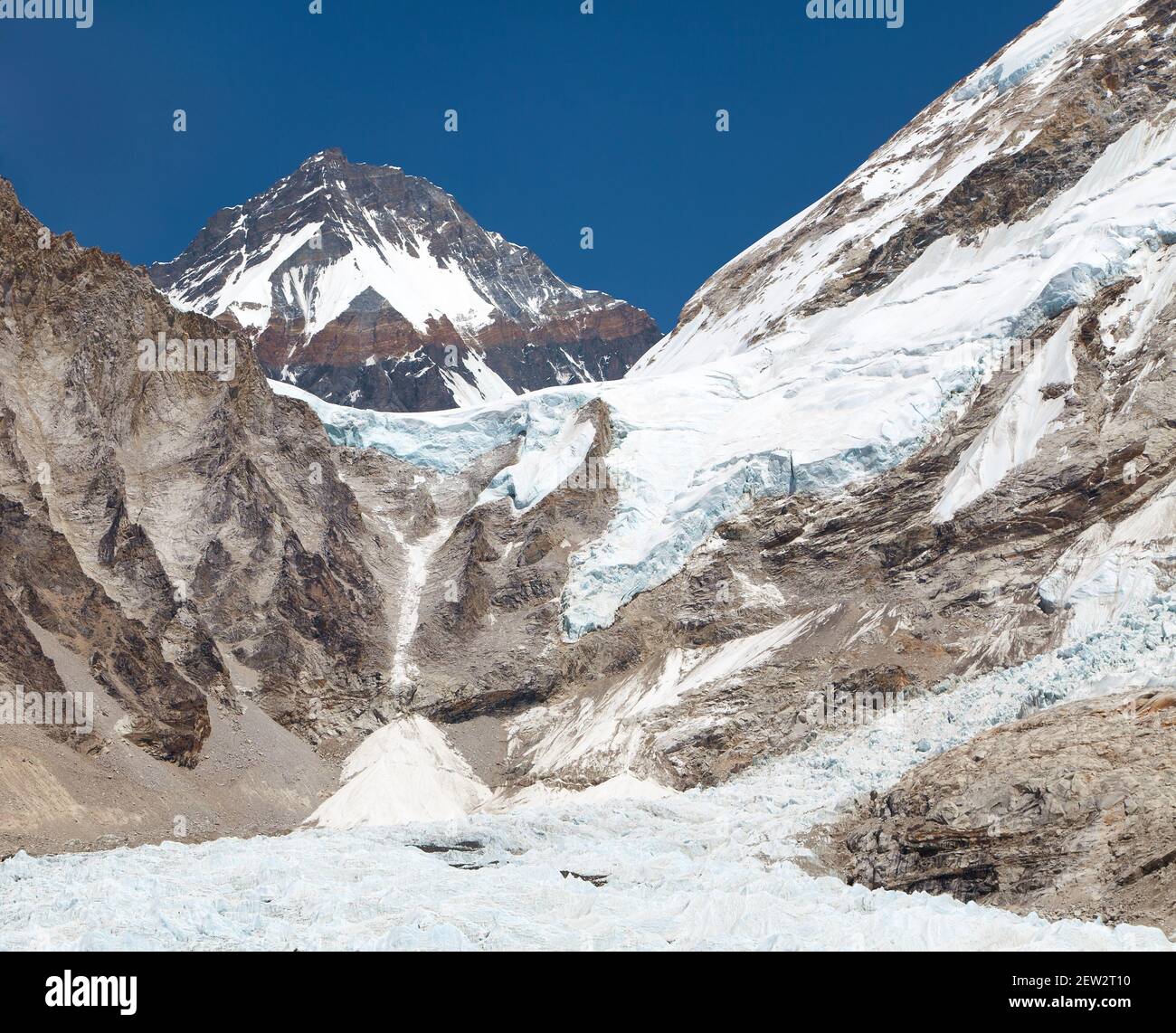 Mount Changtse 7543 m and Khumbu glacier from Everest base camp, Nepal ...
