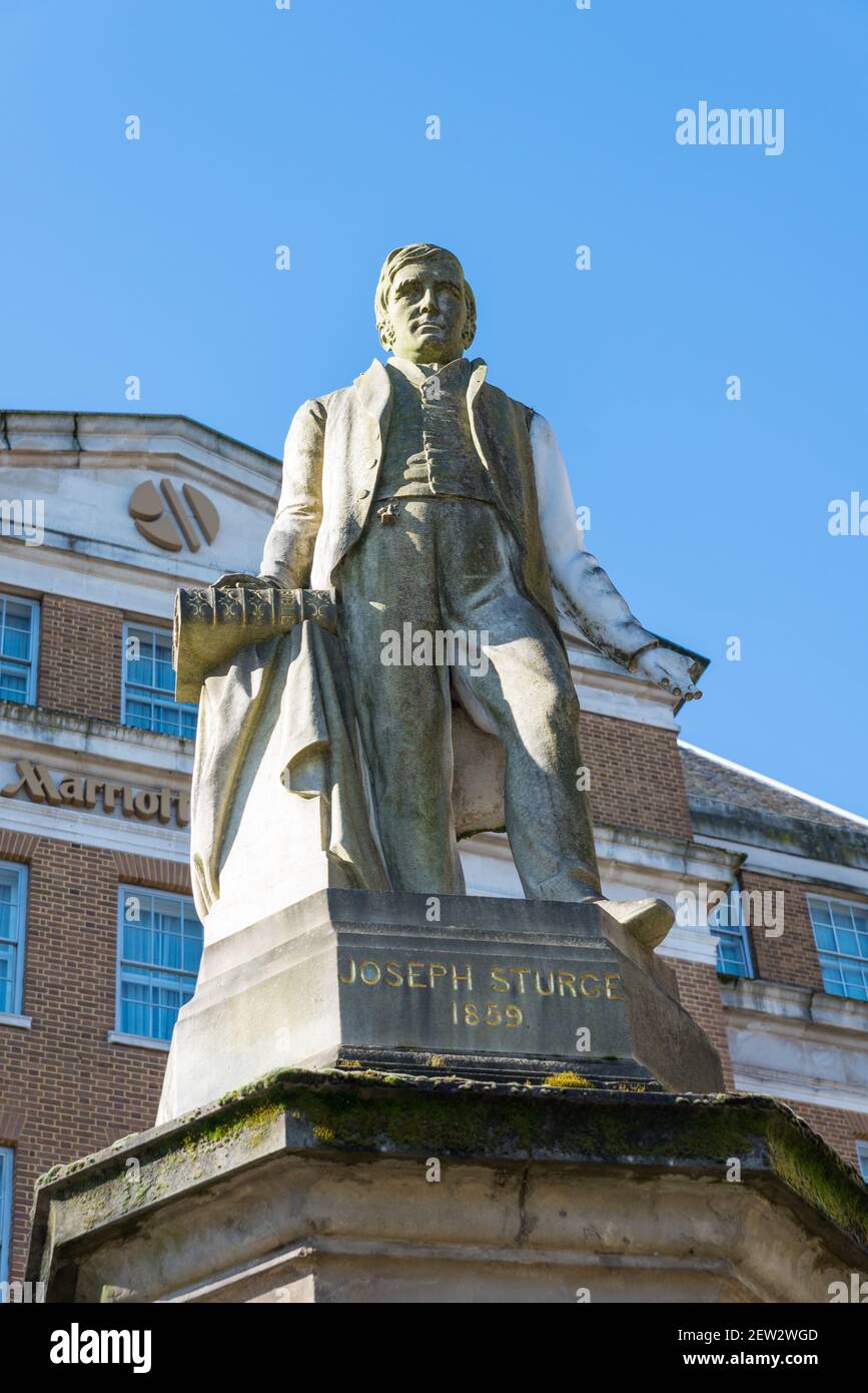 Stone statue of Joseph Sturge, an English Quaker, abolitionist and ...