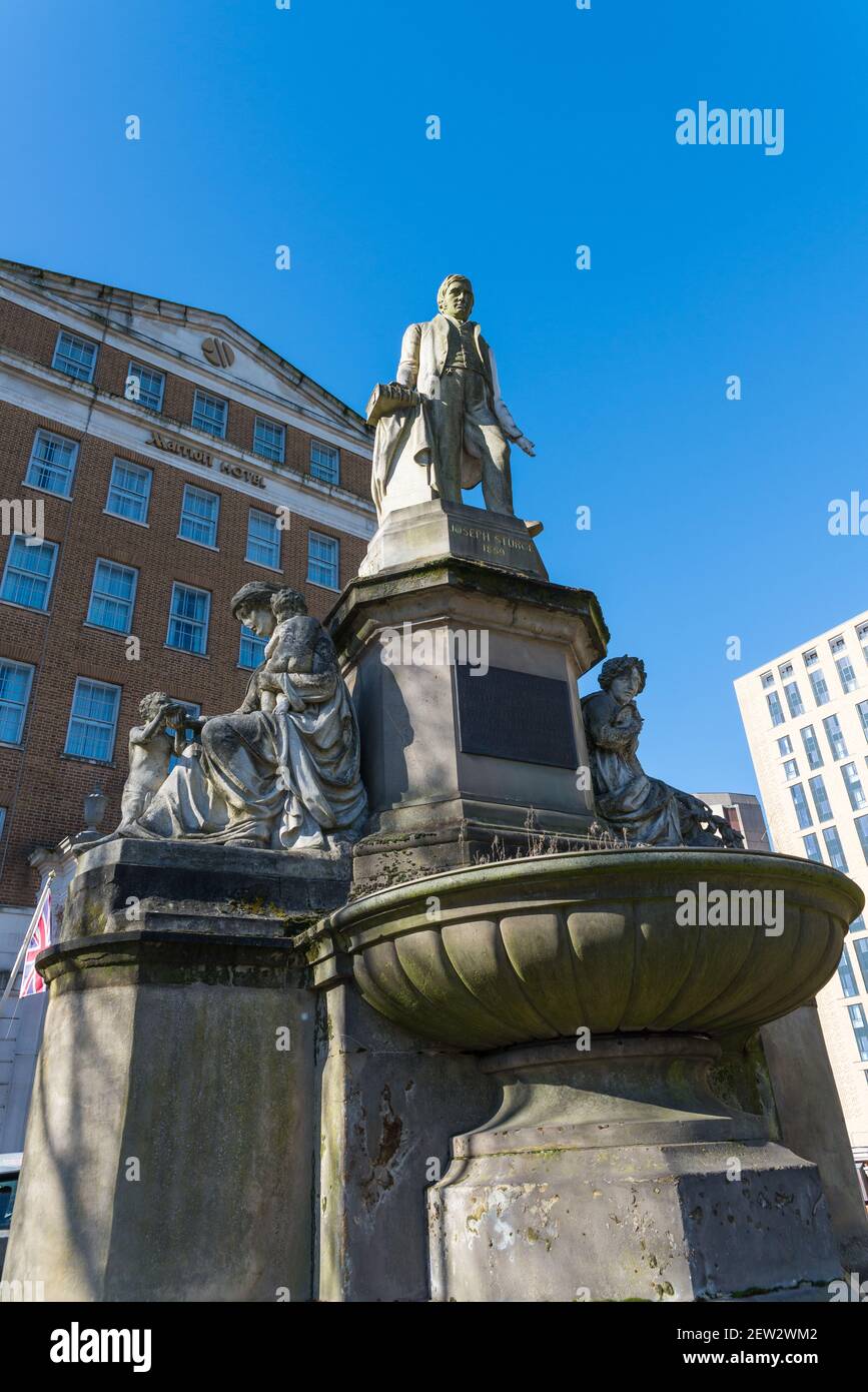 Stone statue of Joseph Sturge, an English Quaker, abolitionist and ...