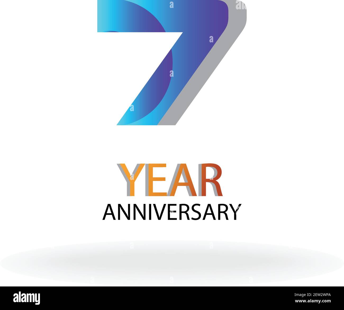 7 Year Anniversary Vector Template Design Illustration Blue Elegant ...