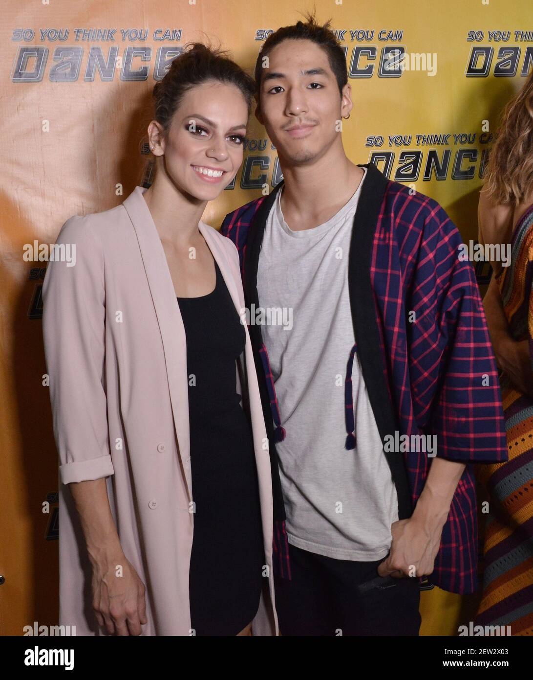 (L-R) Dancers Gaby Diaz and Lex Ishimoto backstage at "So You Think You Can Dance" Season 14 ...