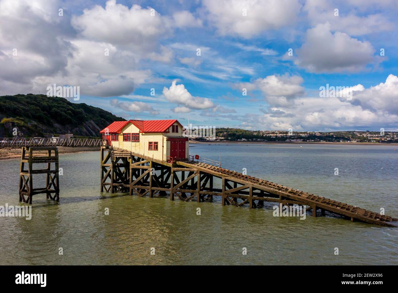 The old RNLI Lifeboat Station on Mumbles Pier on the south east coast ...