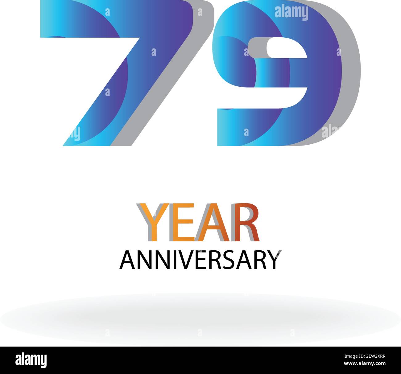 79 Year Anniversary Vector Template Design Illustration Blue Elegant ...