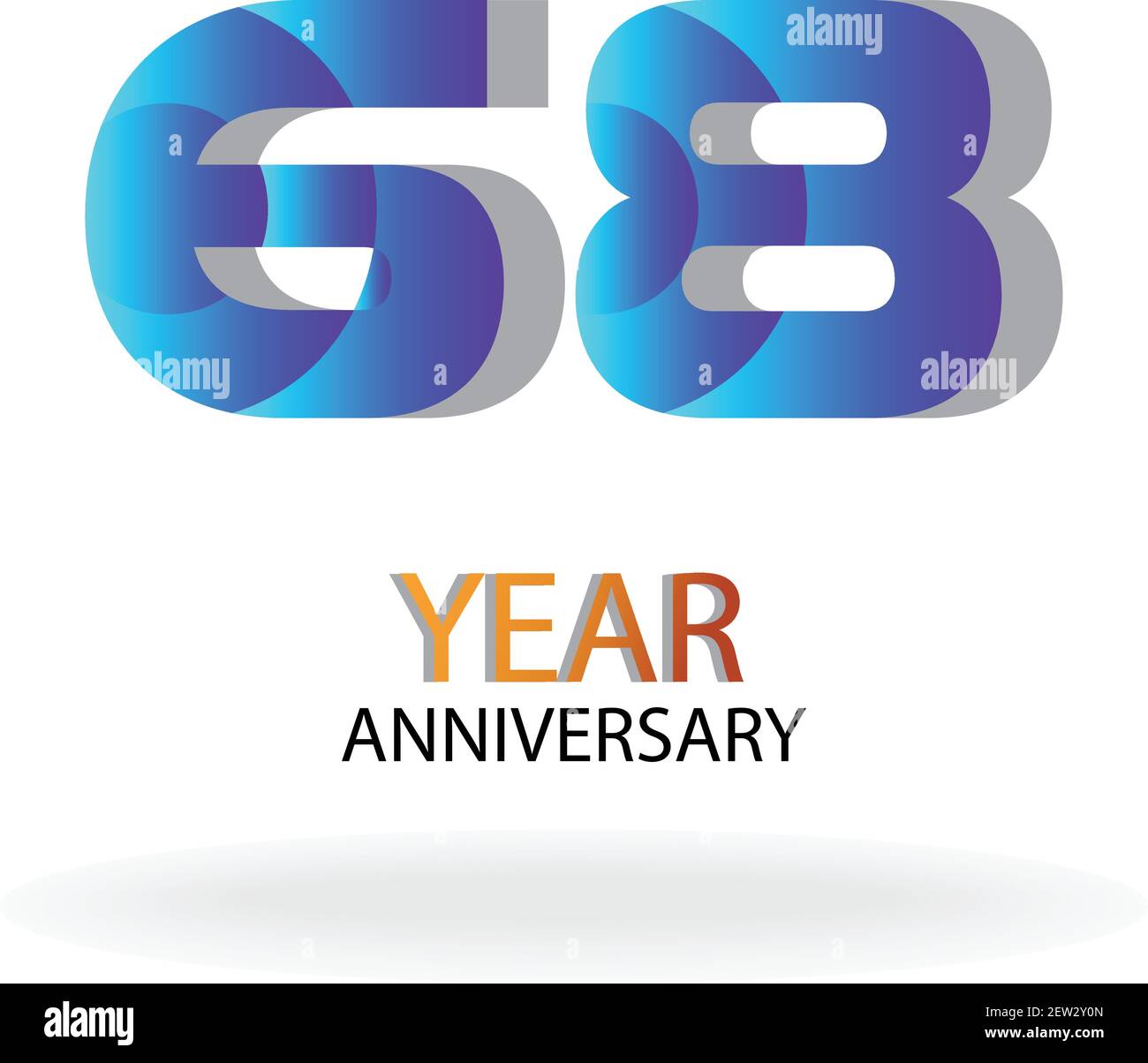 68 Year Anniversary Vector Template Design Illustration Blue Elegant ...