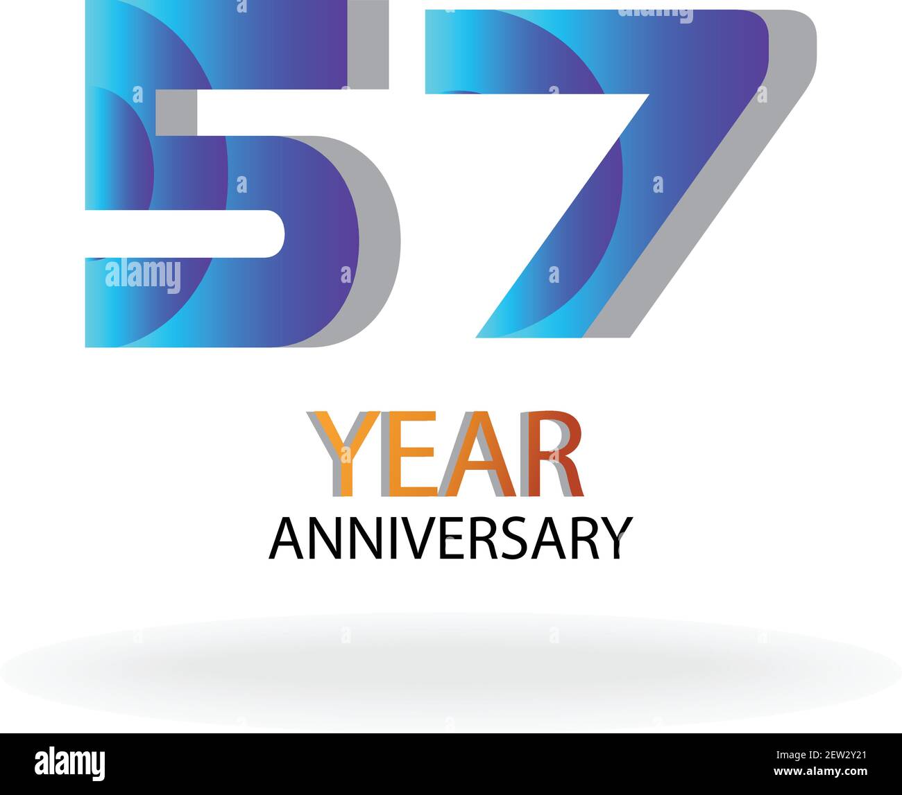 57 Year Anniversary Vector Template Design Illustration Blue Elegant ...