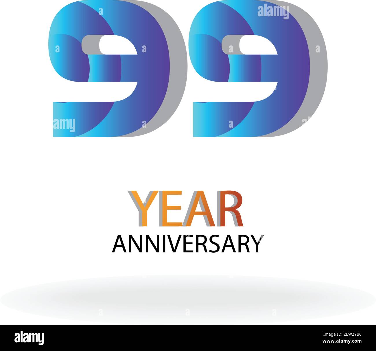 99 Year Anniversary Vector Template Design Illustration Blue Elegant ...