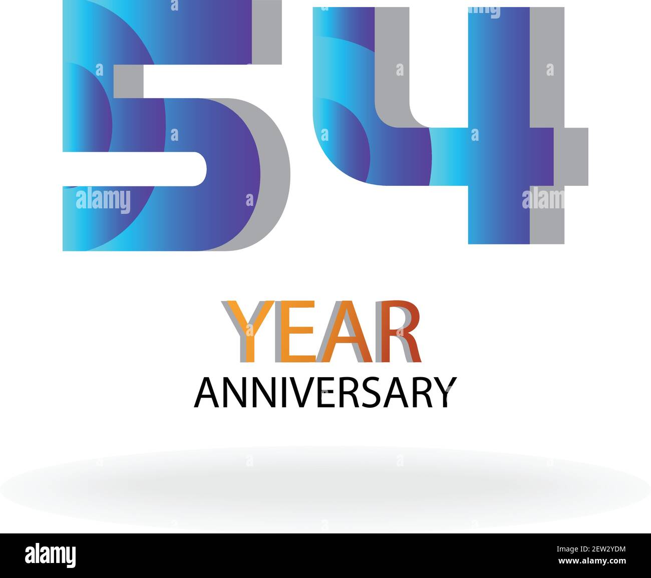 54 Year Anniversary Vector Template Design Illustration Blue Elegant ...