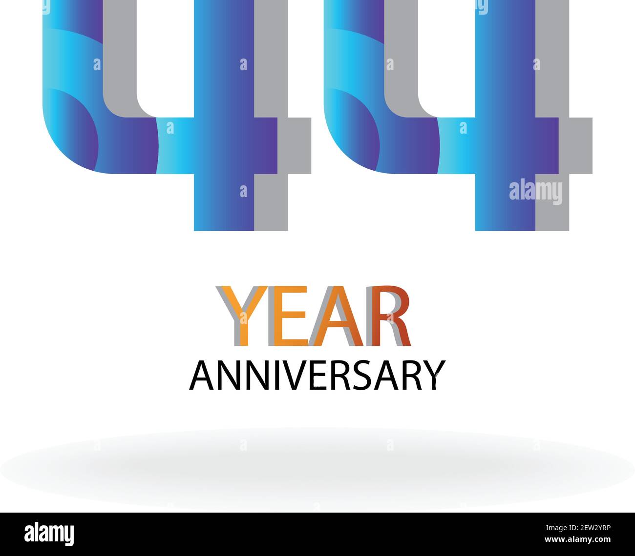 44 Year Anniversary Vector Template Design Illustration Blue Elegant ...
