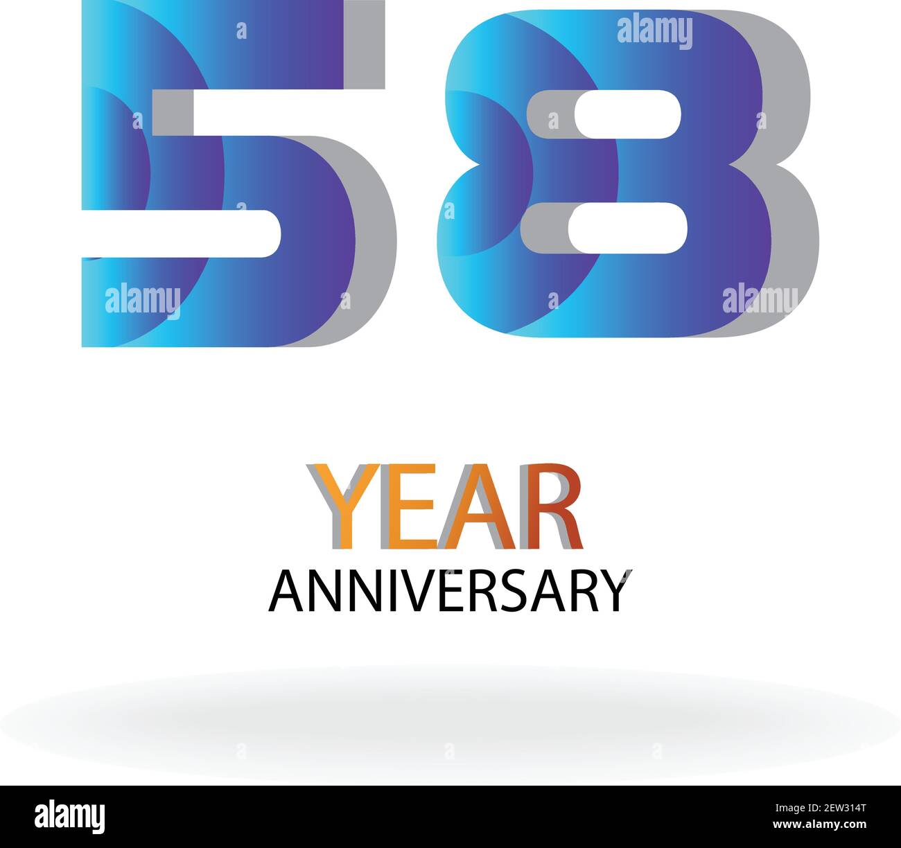 58 Year Anniversary Vector Template Design Illustration Blue Elegant ...