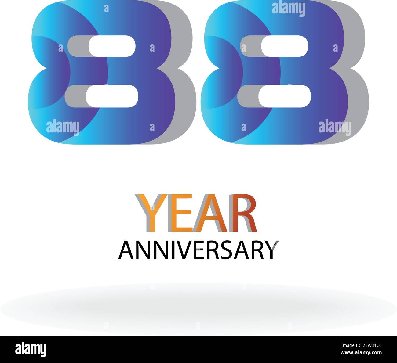 88 Year Anniversary Vector Template Design Illustration Blue Elegant ...