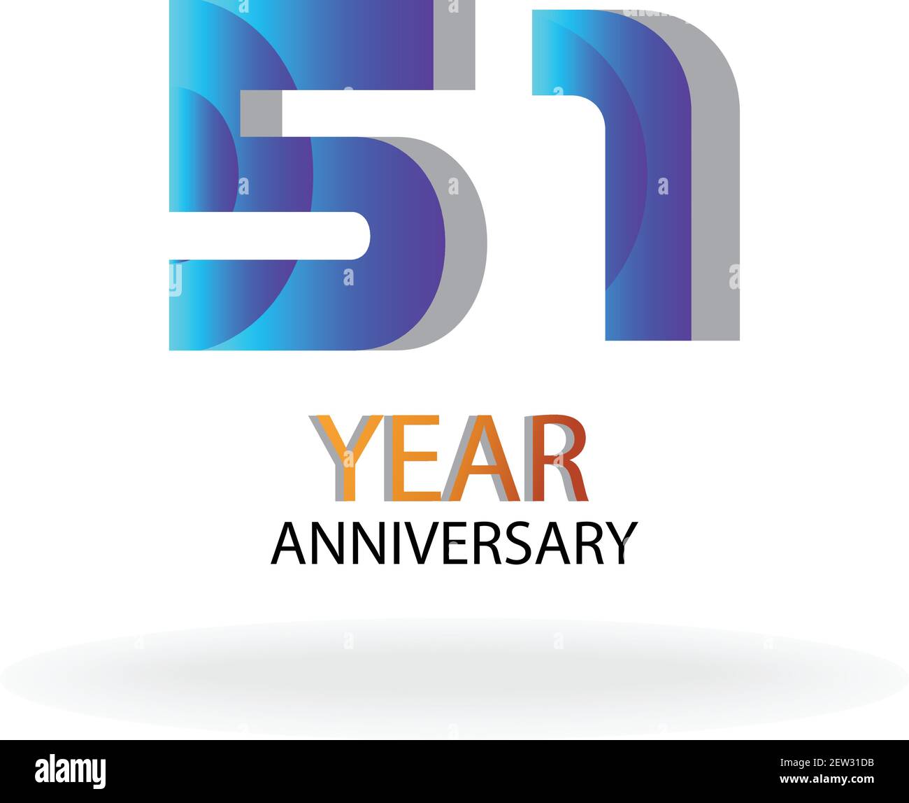 51 Year Anniversary Vector Template Design Illustration Blue Elegant ...