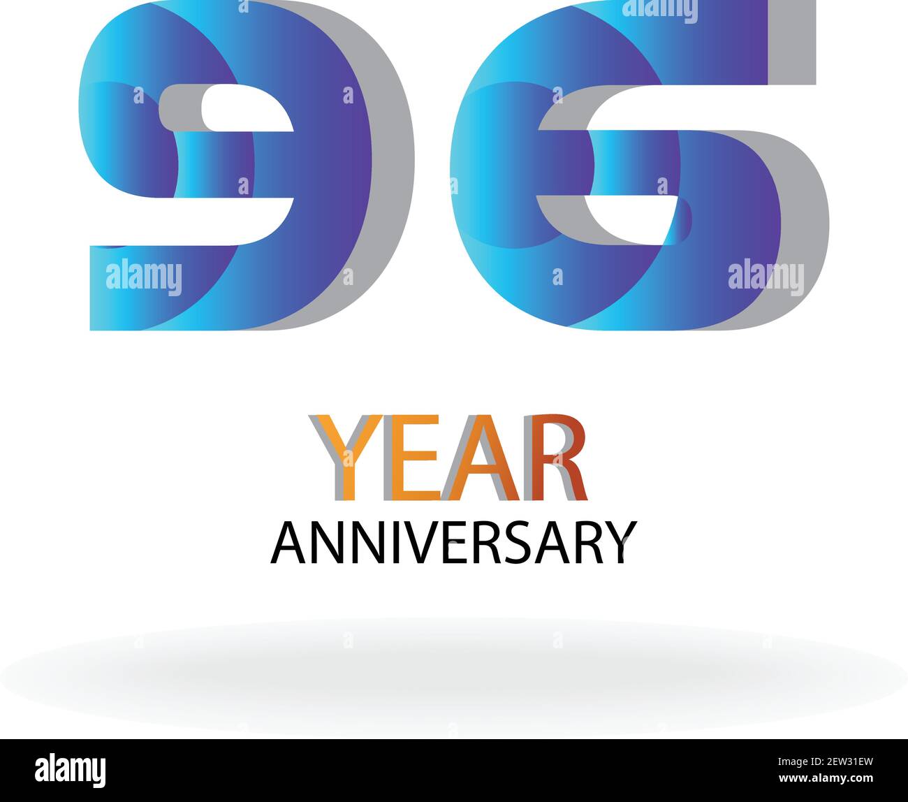 96 Year Anniversary Vector Template Design Illustration Blue Elegant ...