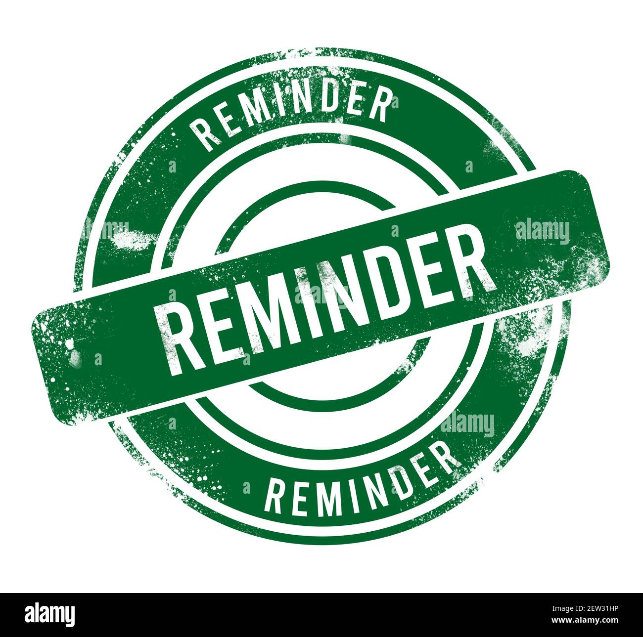 Reminder - green round grunge button, stamp Stock Photo - Alamy